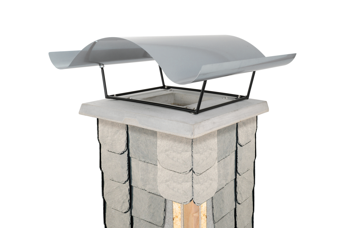 Schornsteinabdeckung mit Variobefestigung aus Edelstahl