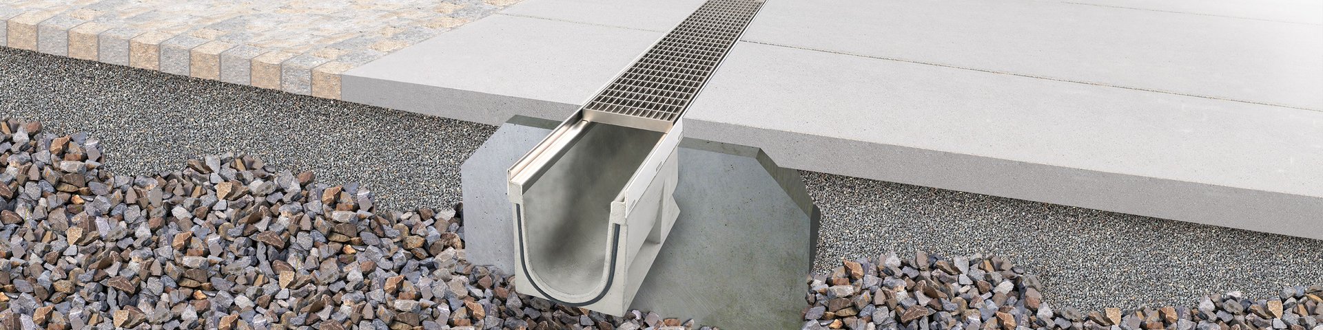 Befahrbare Schwerlast-Entwässerungsrinnen Beton & Stahl